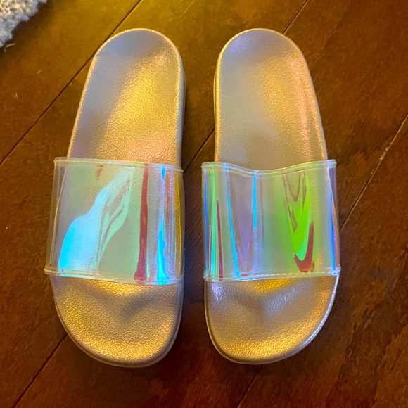 Xhilaration | Shoes | Clear Plexi Slides Pink Slip On Beach Lake Pool ...